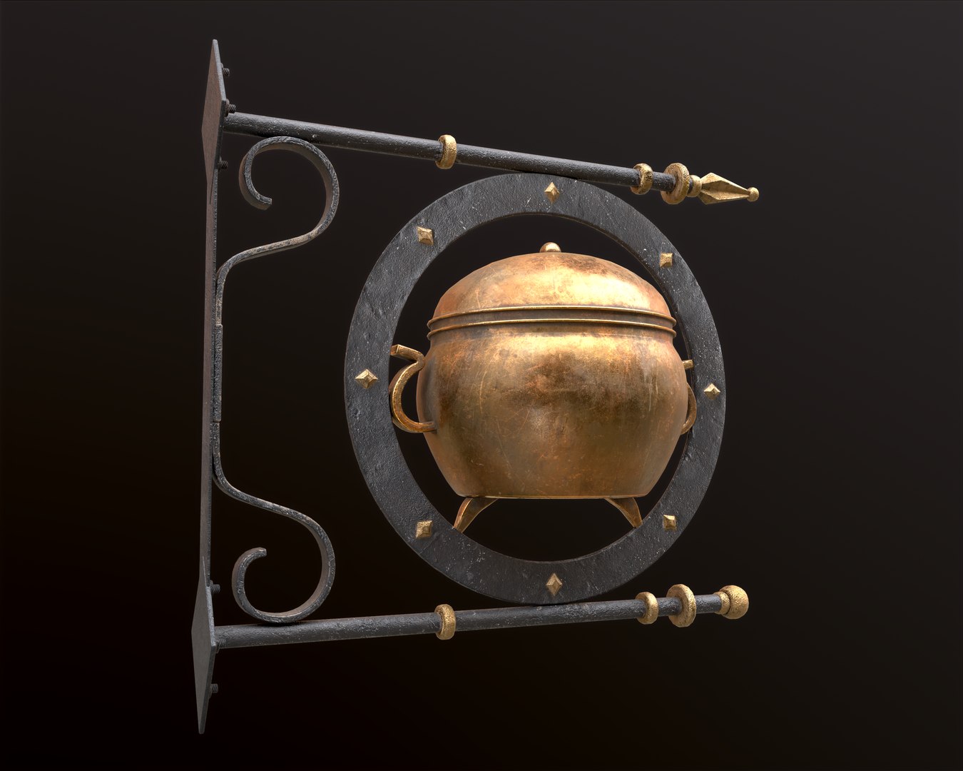 3D Street Forged Sign With A Pot Model - TurboSquid 2090907