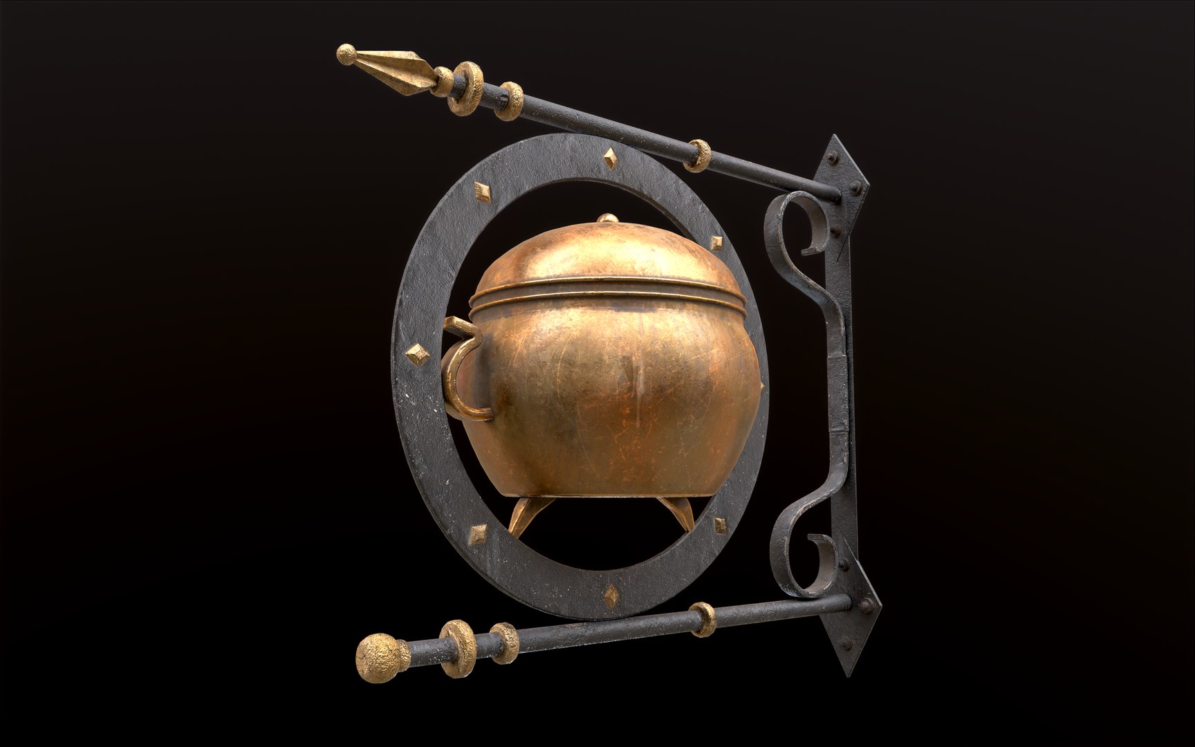 3D Street Forged Sign With A Pot Model - TurboSquid 2090907