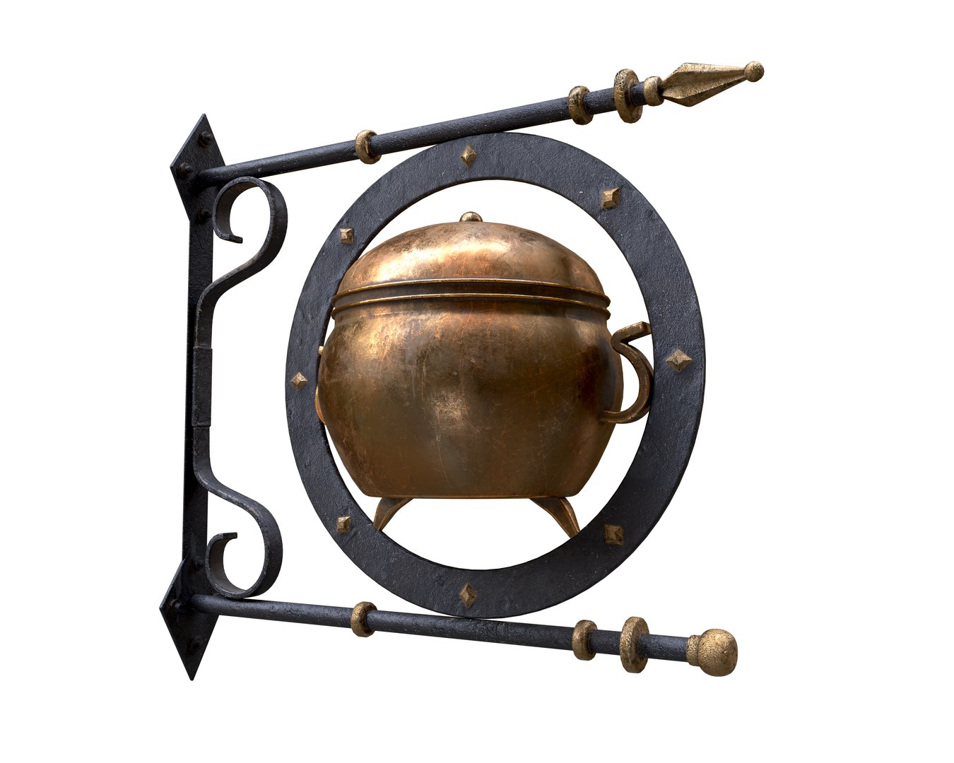 3D Street Forged Sign With A Pot Model - TurboSquid 2090907