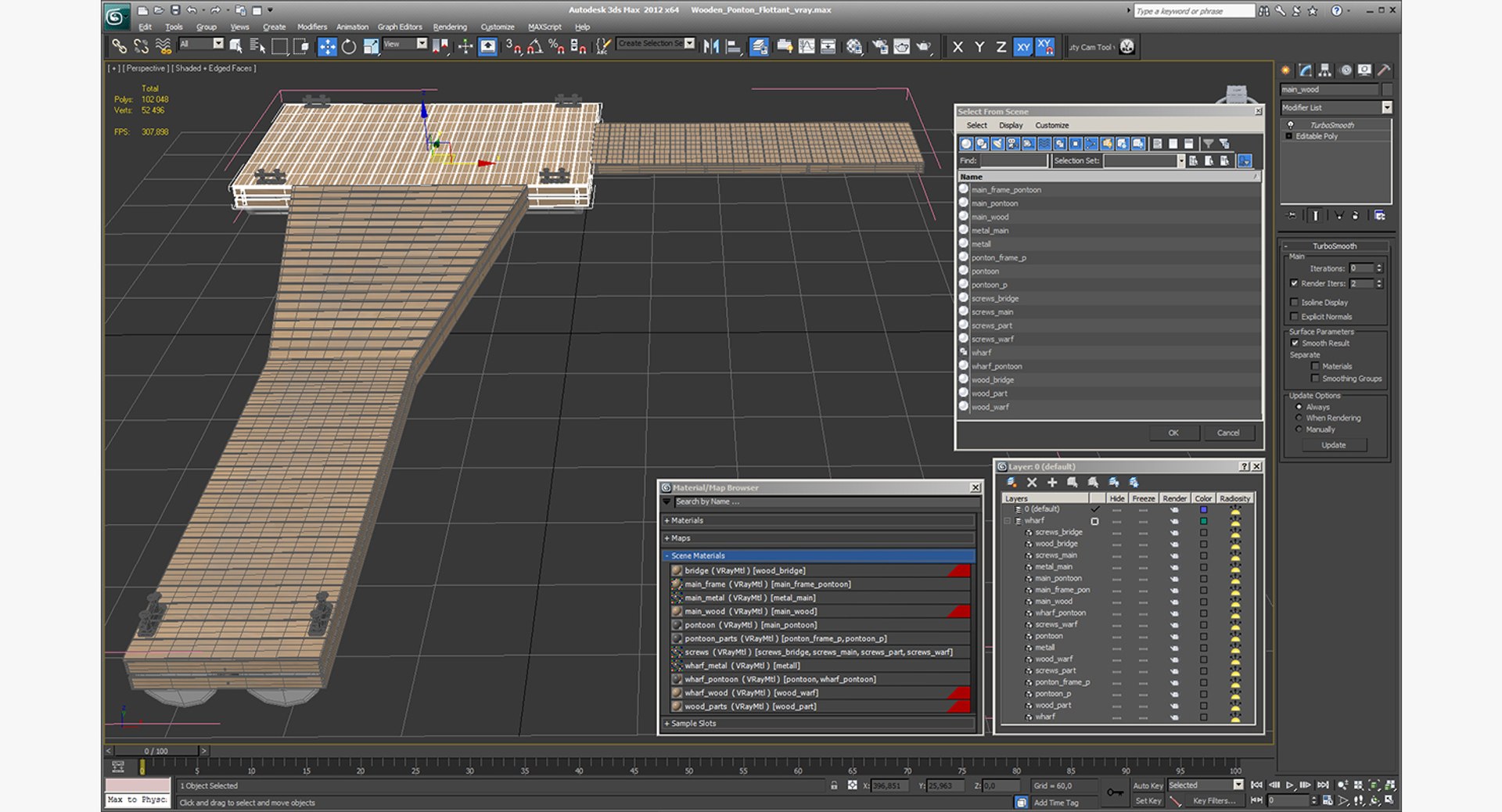 3D Wooden Pontoon Flottant Model - TurboSquid 1344142