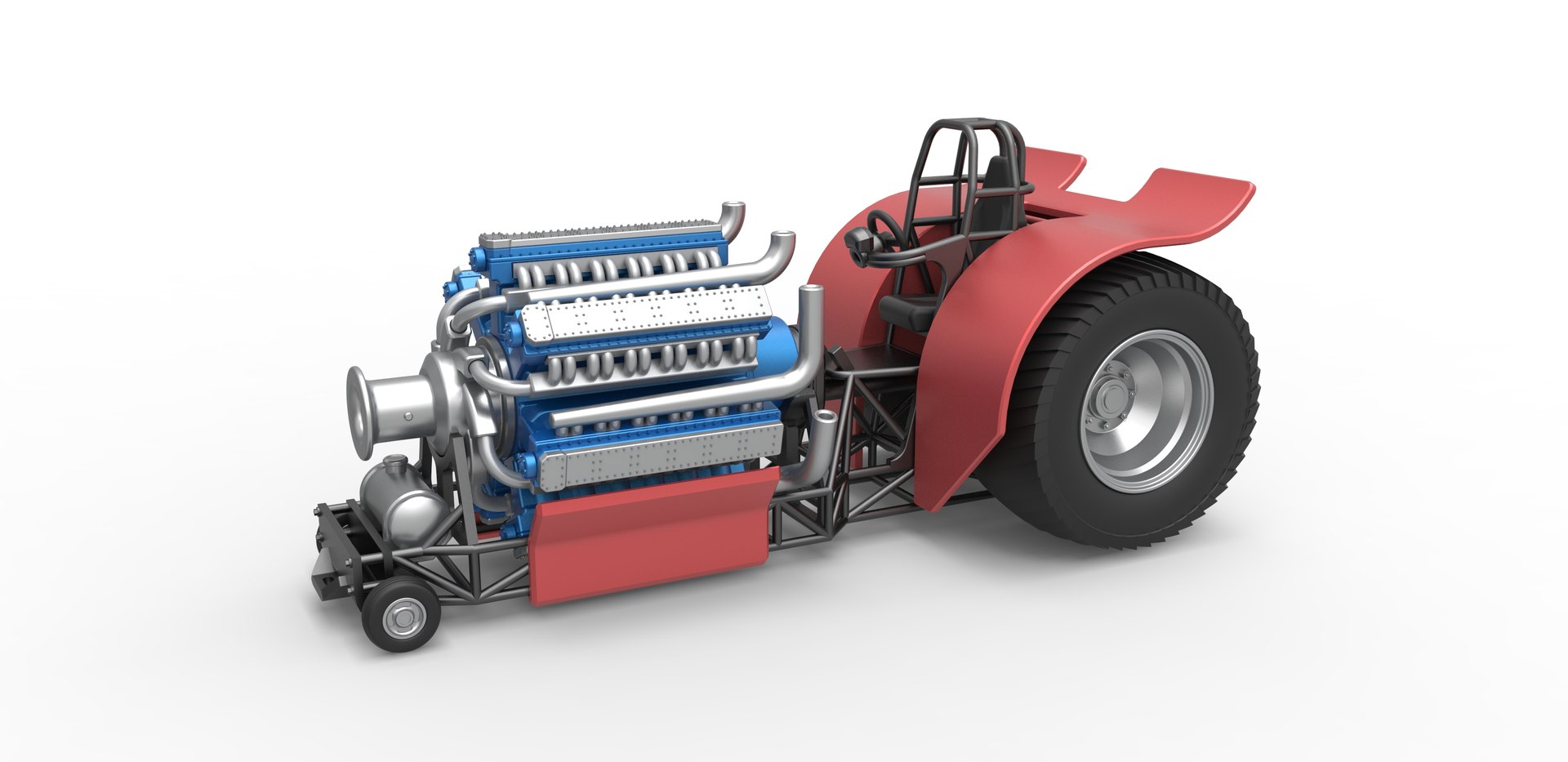 3D Model Diecast Pulling Tractor With 42 Cylinder Radial Engine Scale 1 ...
