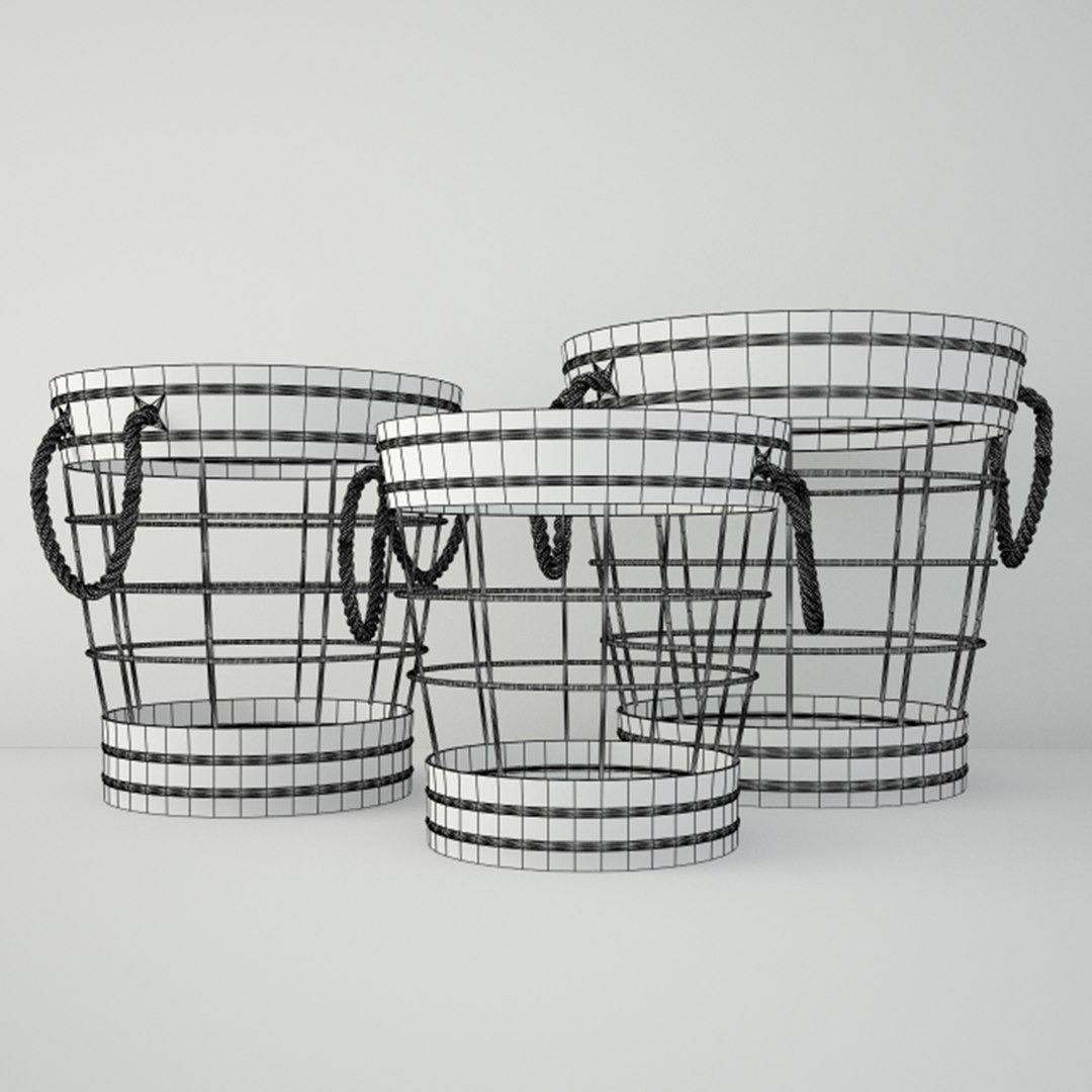 Wireframe Basket Set 3D - TurboSquid 1200816