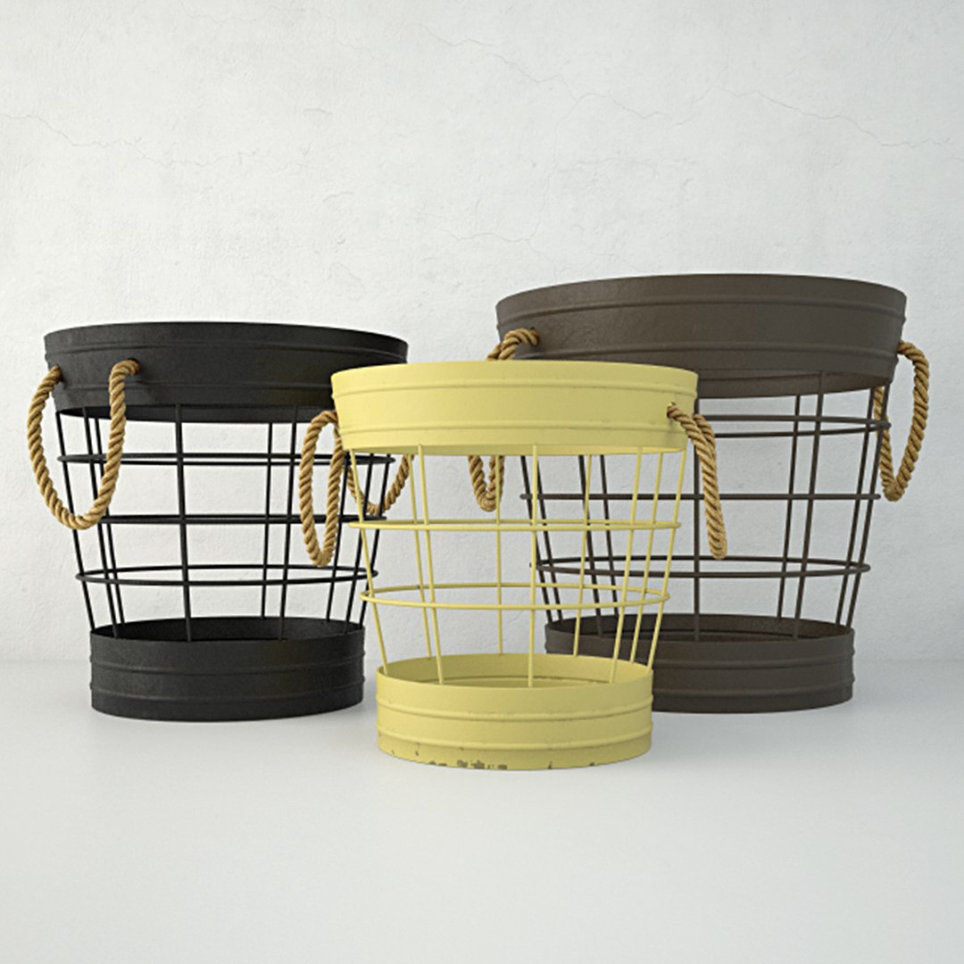 Wireframe Basket Set 3D - TurboSquid 1200816