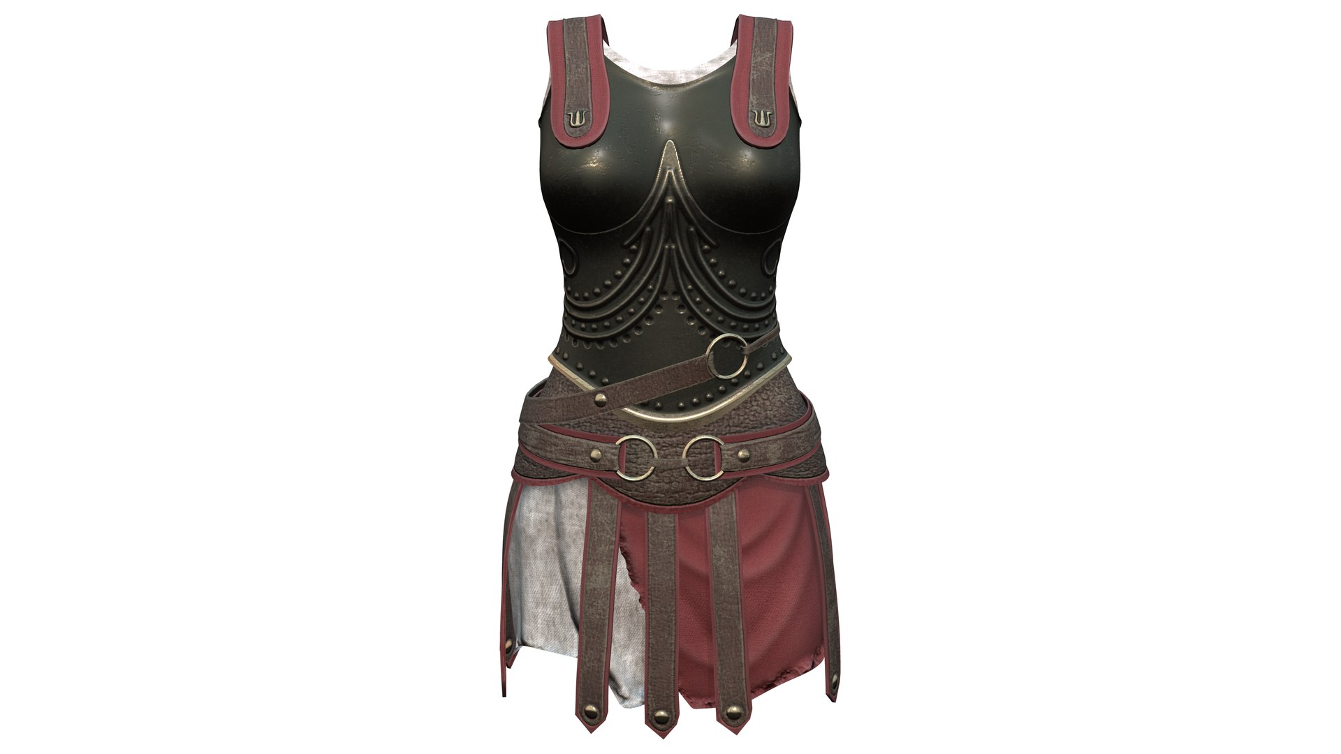 Roman Spartan Female Commander Soldier Vest Belt Skirt 3D 모델 ...