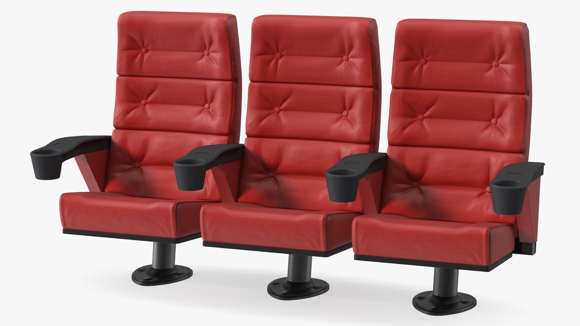 Leather Cinema Chairs For Three Places Red 3D Model - TurboSquid 1934926