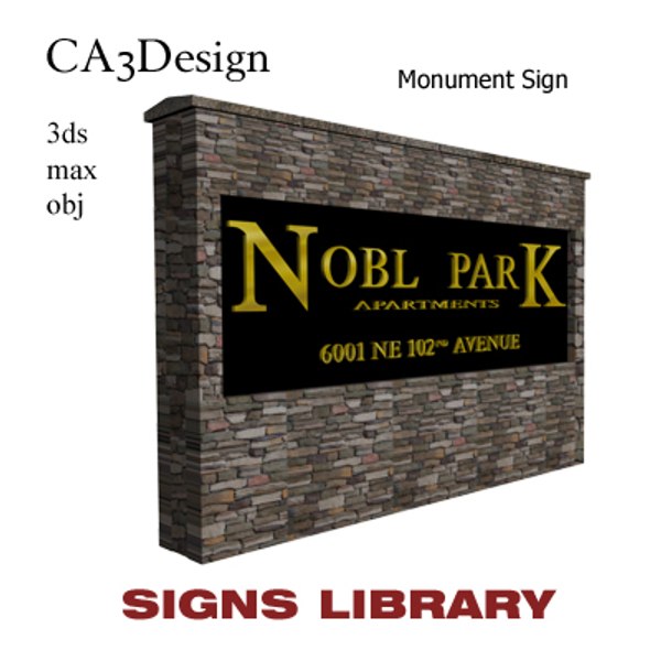 monument sign 3d max