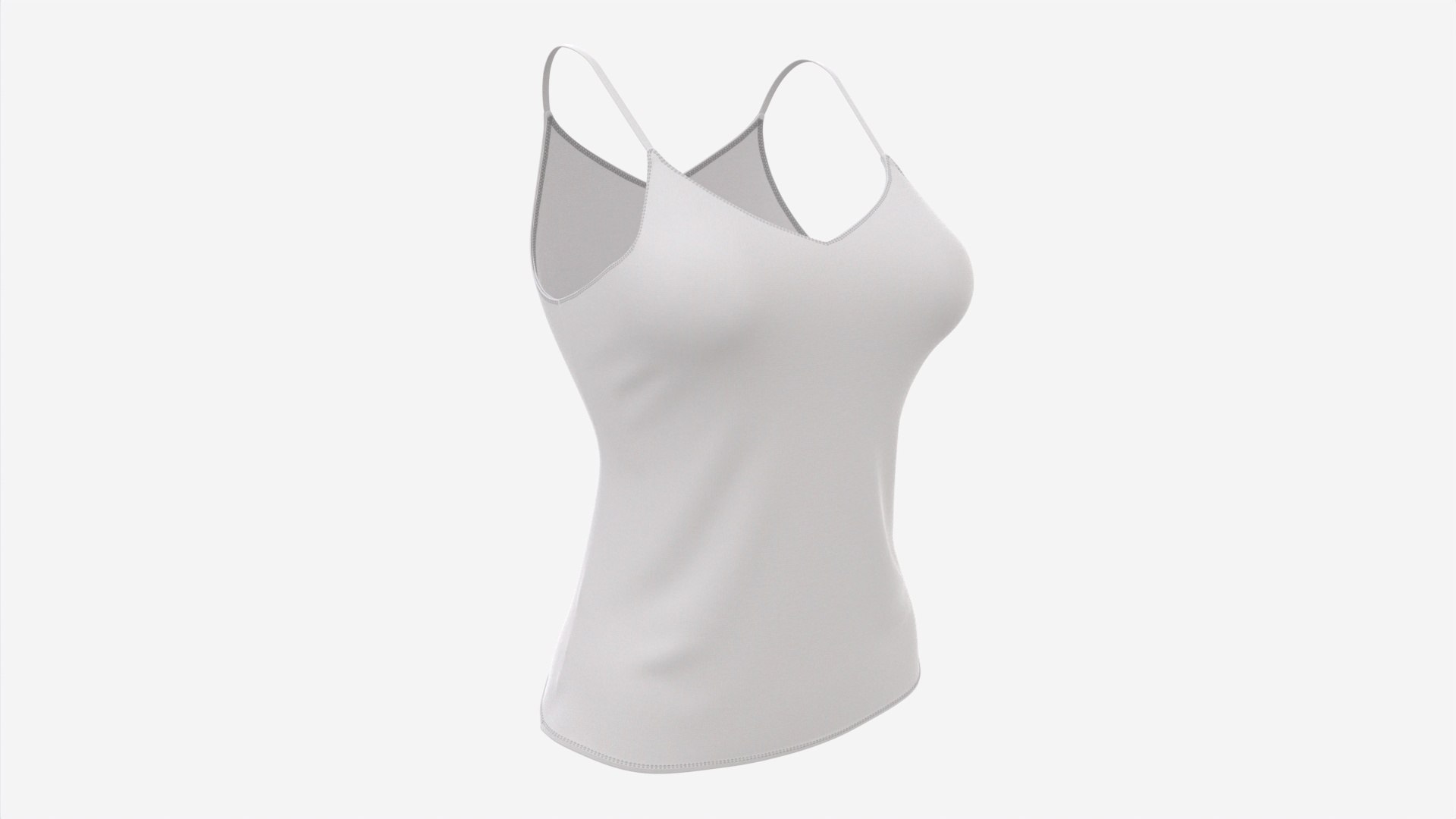 3D Model Strap Vest Top For Women White Mockup - TurboSquid 1967773