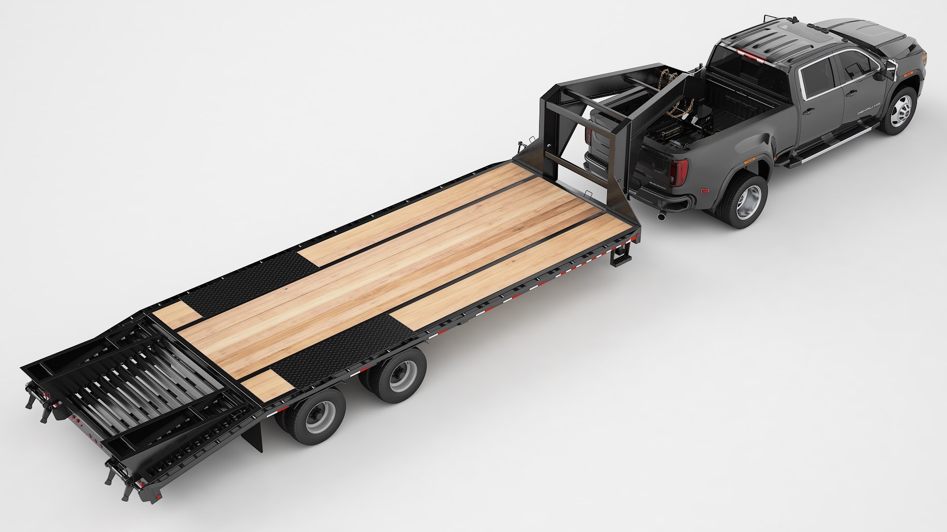 GMC SIERRA HD DENALI 2020 Gooseneck Trailer 04 Model - TurboSquid 2015413