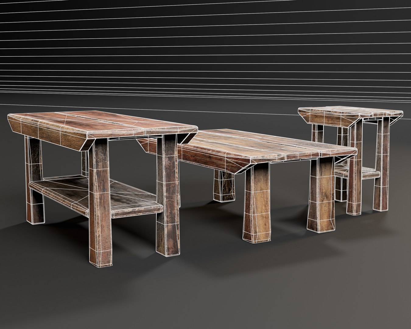 Japanese Workstation Bench Set Model - TurboSquid 2357193