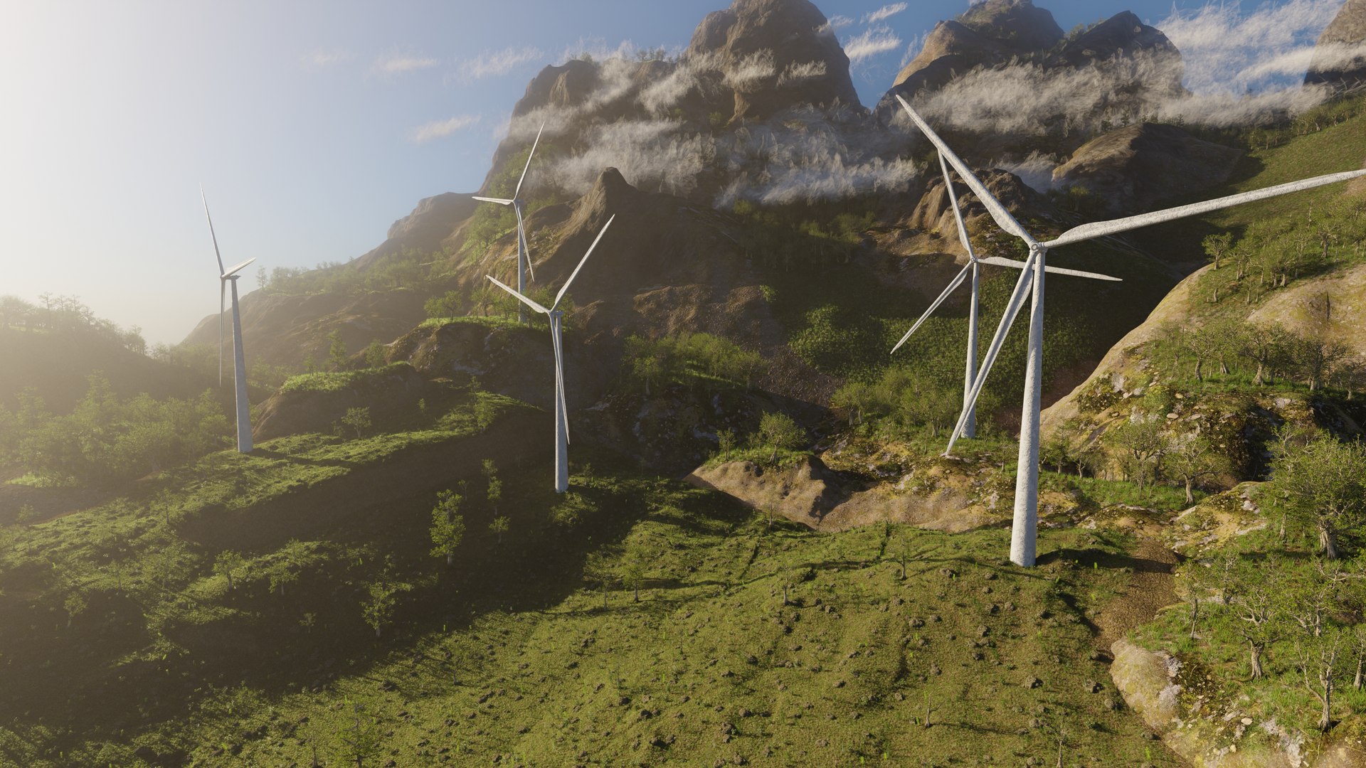 Wind Turbine Scene 3D Model - TurboSquid 1948029