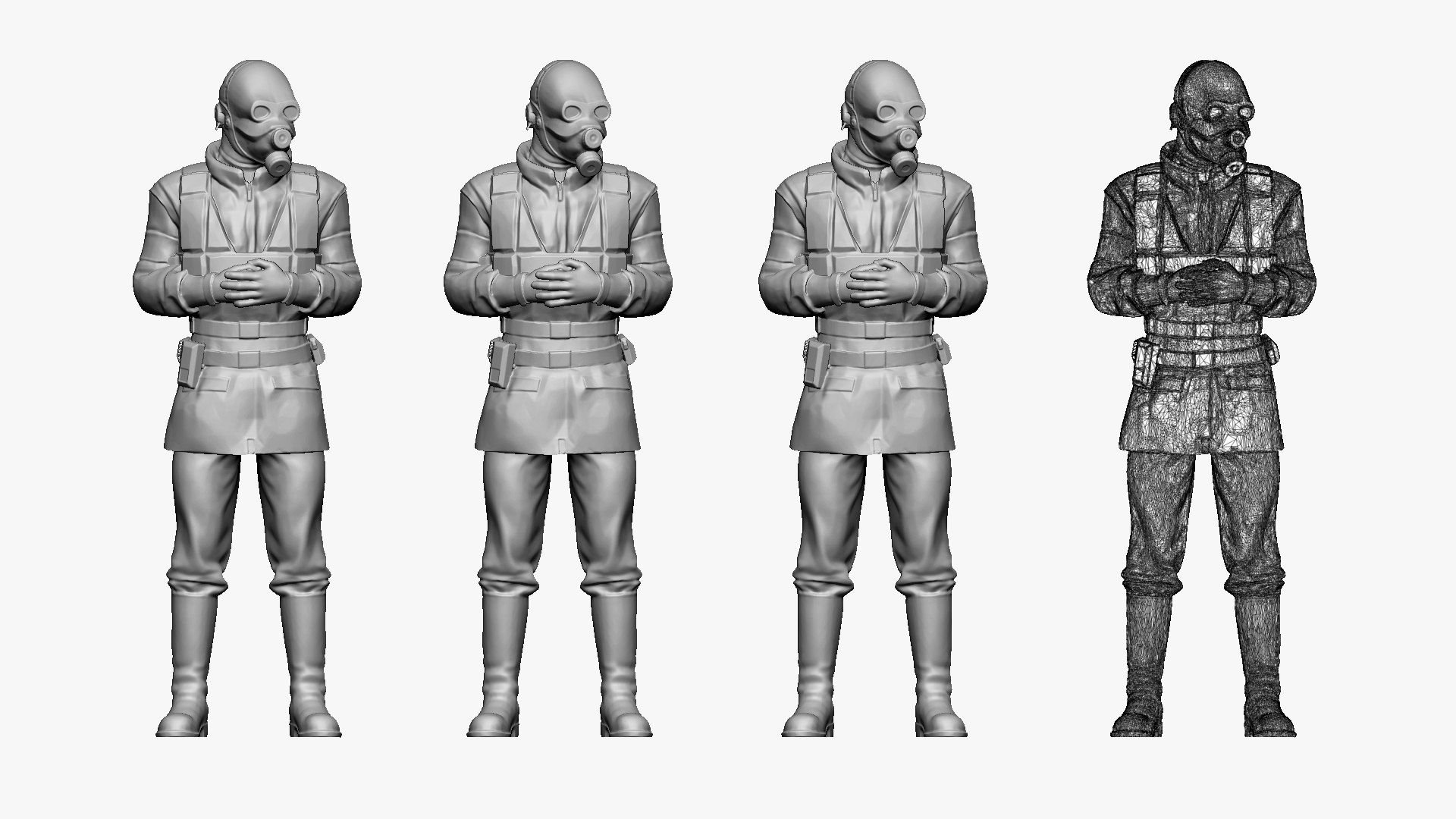 3D 001119 skinhead man in white polo regular pose model - TurboSquid ...