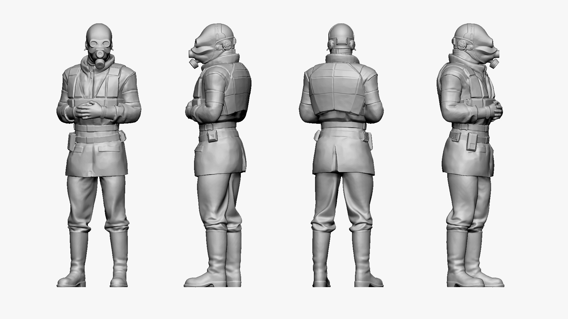 3D 001119 skinhead man in white polo regular pose model - TurboSquid ...