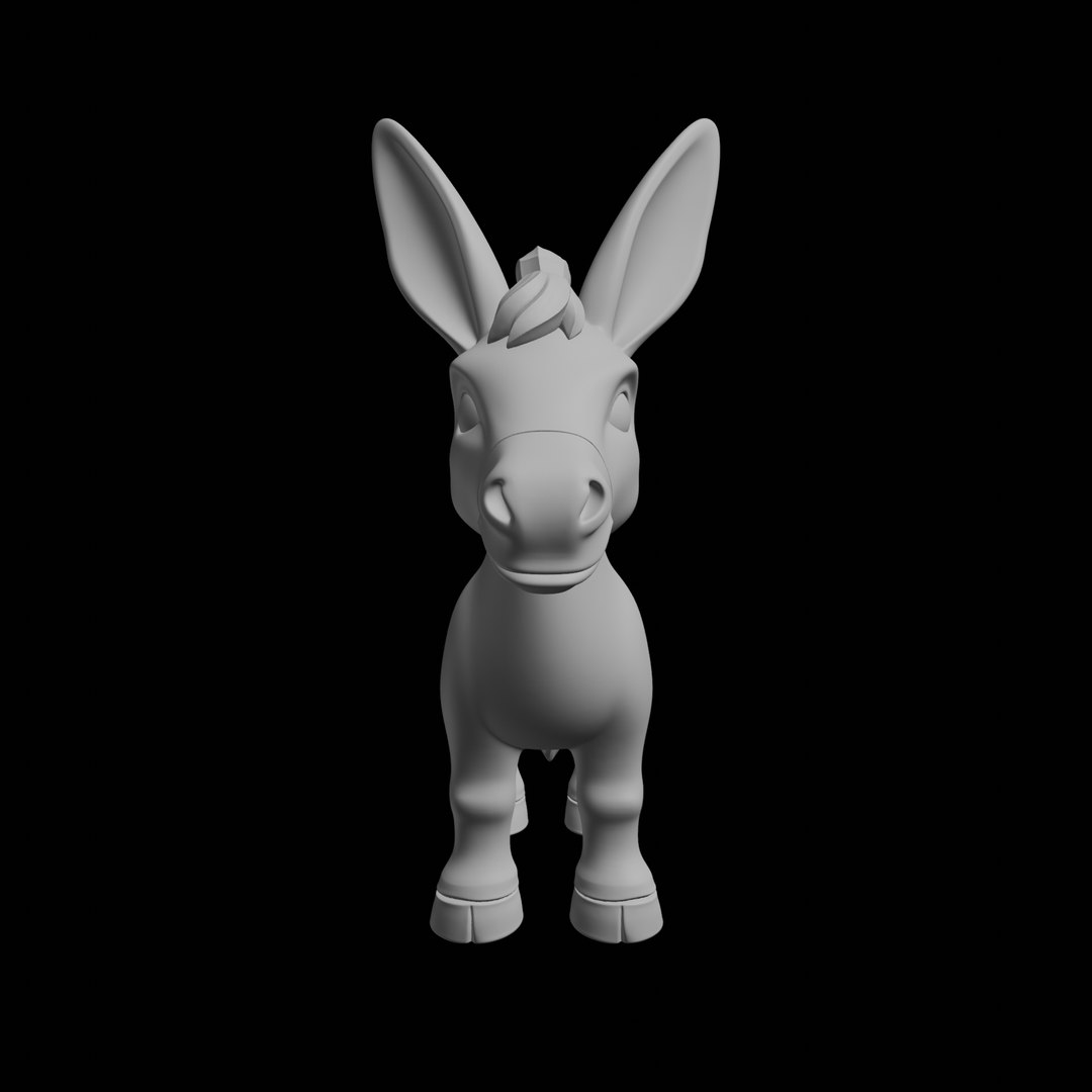 Cartoon Donkey 3D Print Model Cute Animal Figure 3D Model - TurboSquid ...