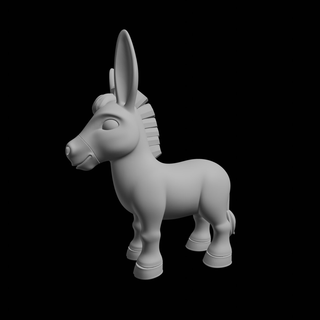 Cartoon Donkey 3D Print Model Cute Animal Figure 3D Model - TurboSquid ...
