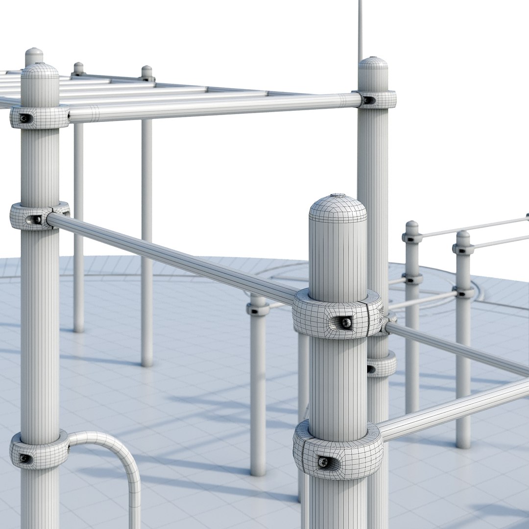 3D Sports Ground With Pull Up Bars. Round Model - TurboSquid 1857418