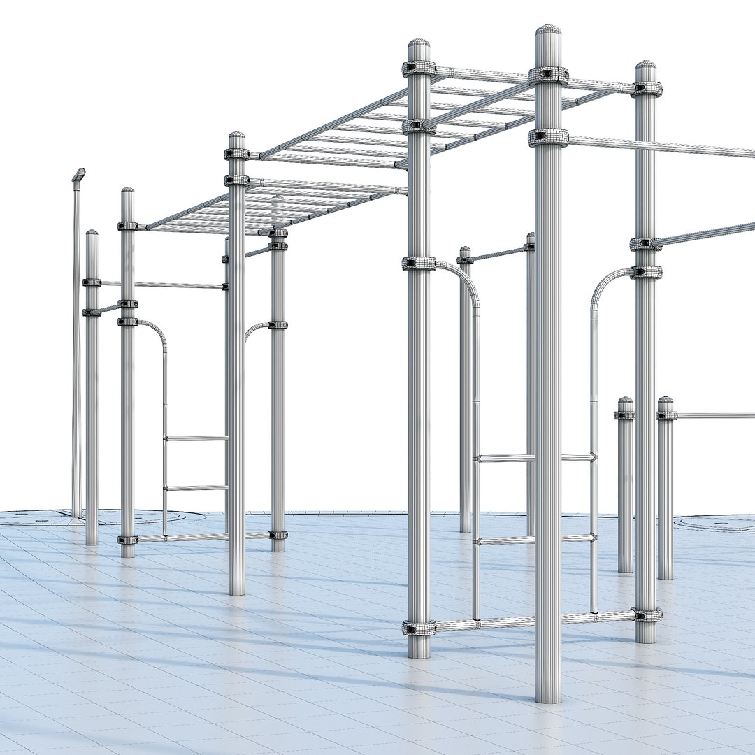3D Sports Ground With Pull Up Bars. Round Model - TurboSquid 1857418