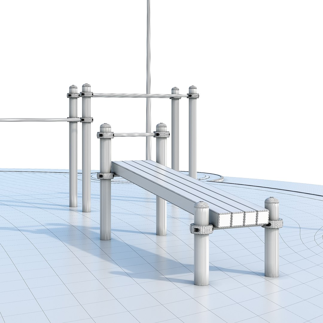 3D Sports Ground With Pull Up Bars. Round Model - TurboSquid 1857418
