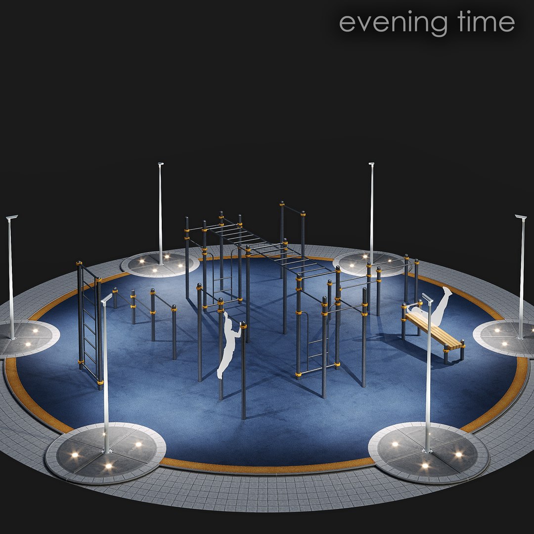 3D Sports Ground With Pull Up Bars. Round Model - TurboSquid 1857418