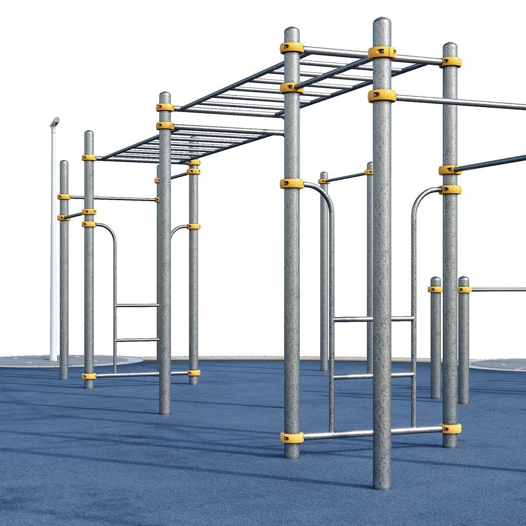 3D Sports Ground With Pull Up Bars. Round Model - TurboSquid 1857418