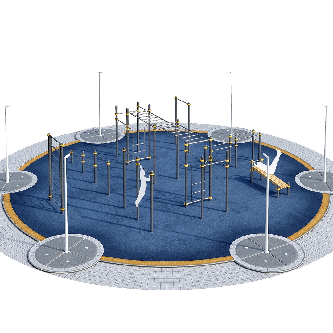 3D Sports Ground With Pull Up Bars. Round Model - TurboSquid 1857418