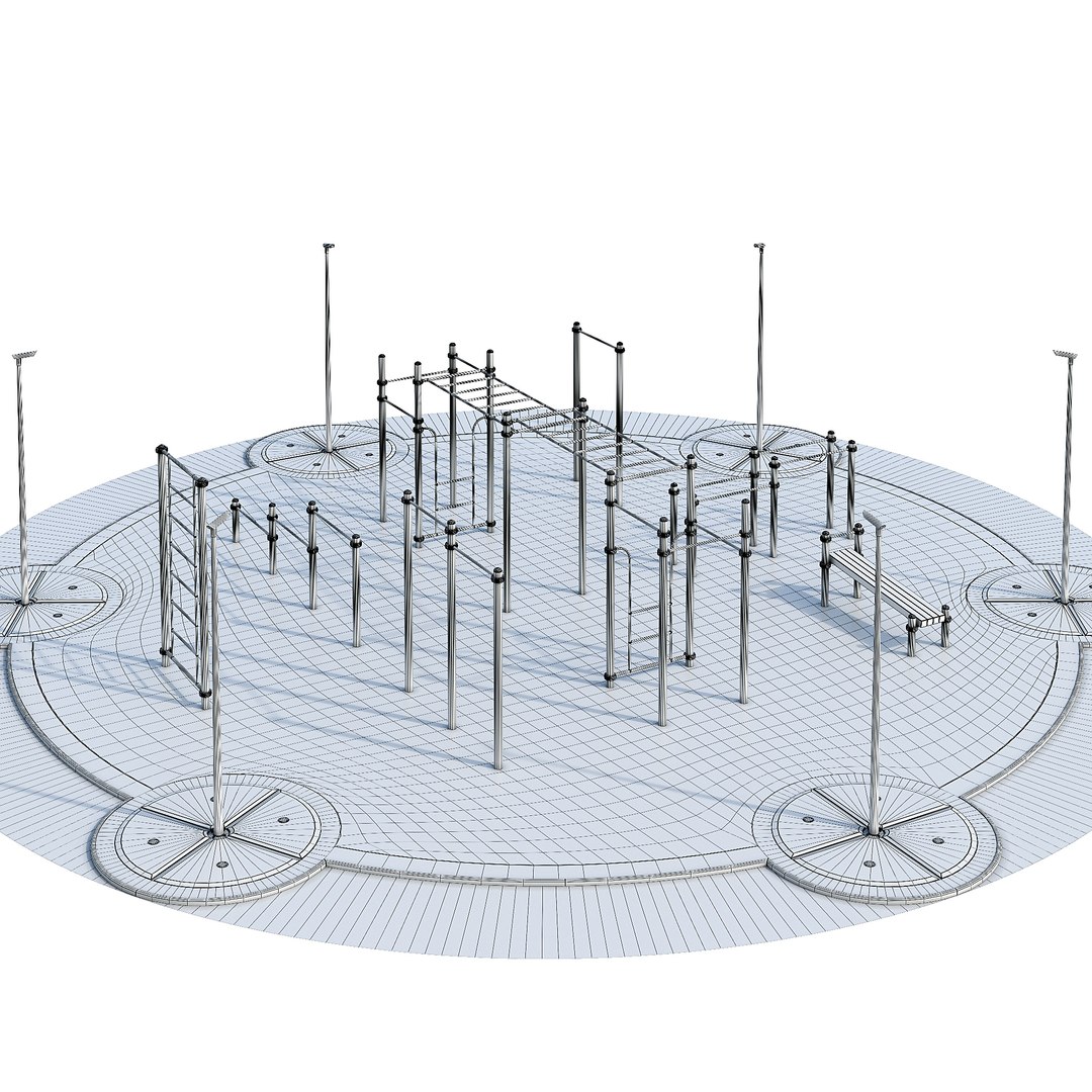 3D Sports Ground With Pull Up Bars. Round Model - TurboSquid 1857418