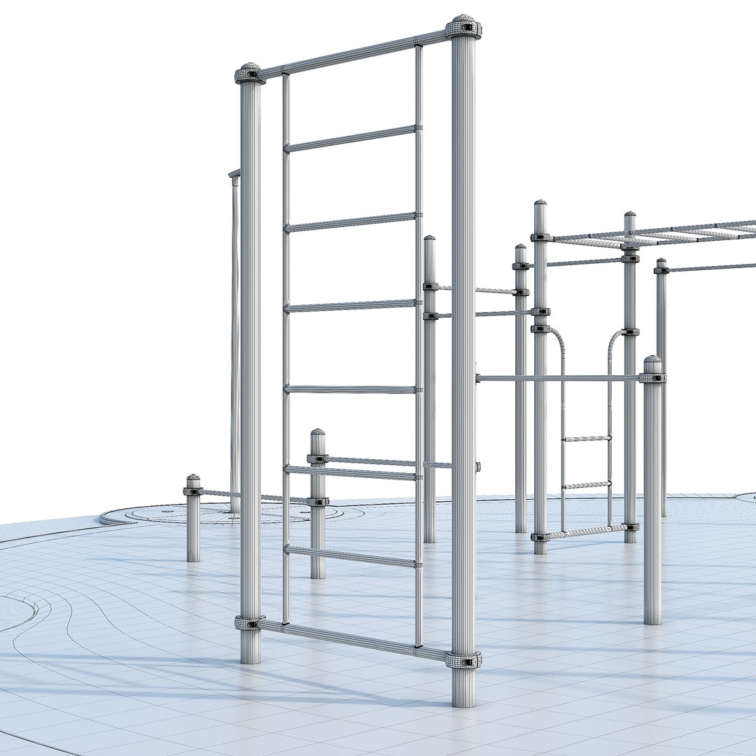 3D Sports Ground With Pull Up Bars. Round Model - TurboSquid 1857418