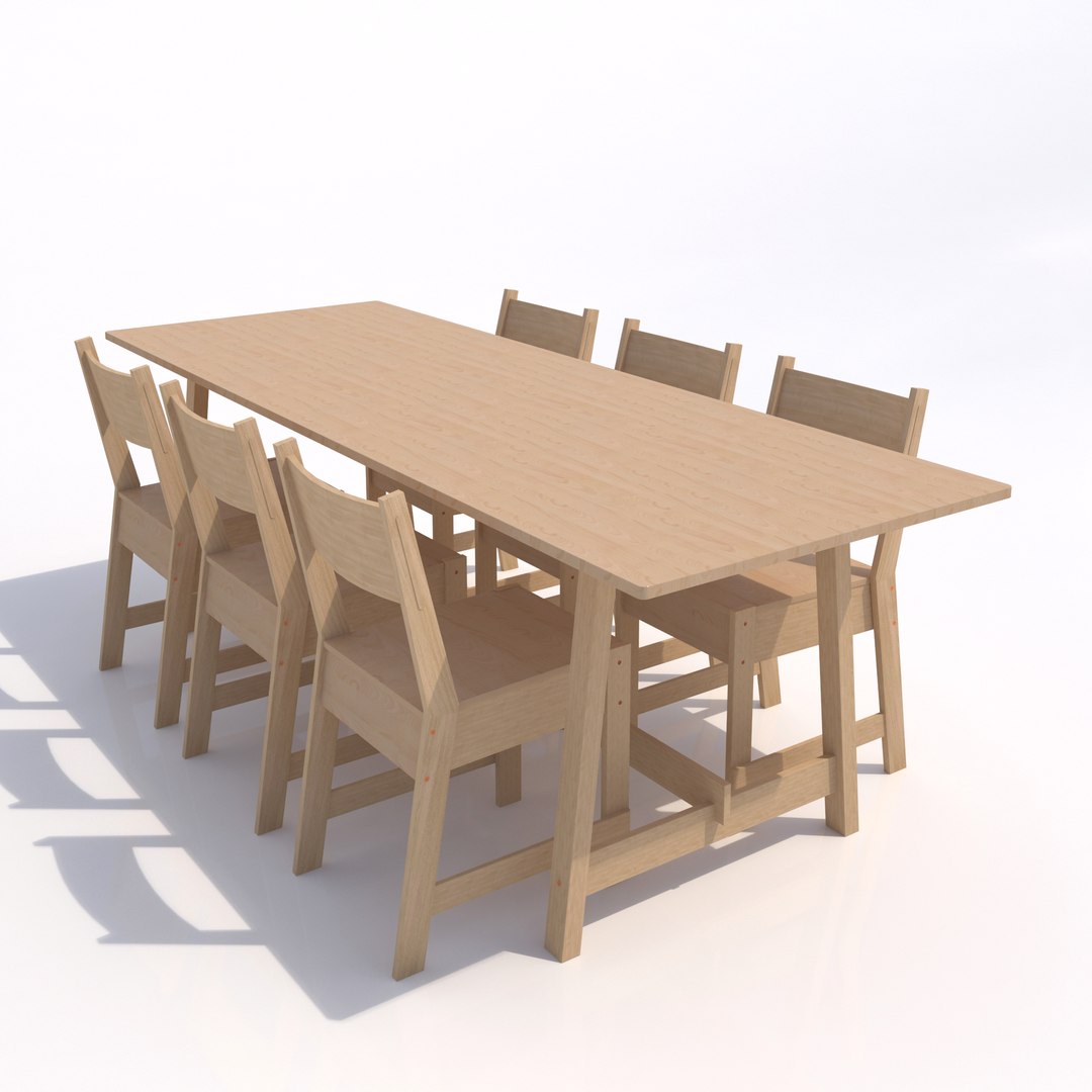 3d Model Ikea Norraker Chairs Table Wood