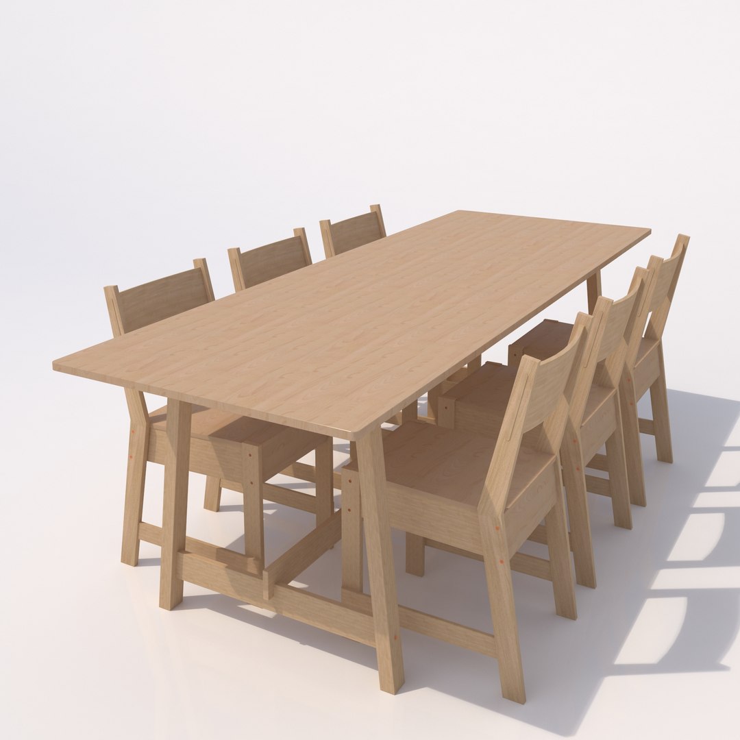 3d Model Ikea Norraker Chairs Table Wood