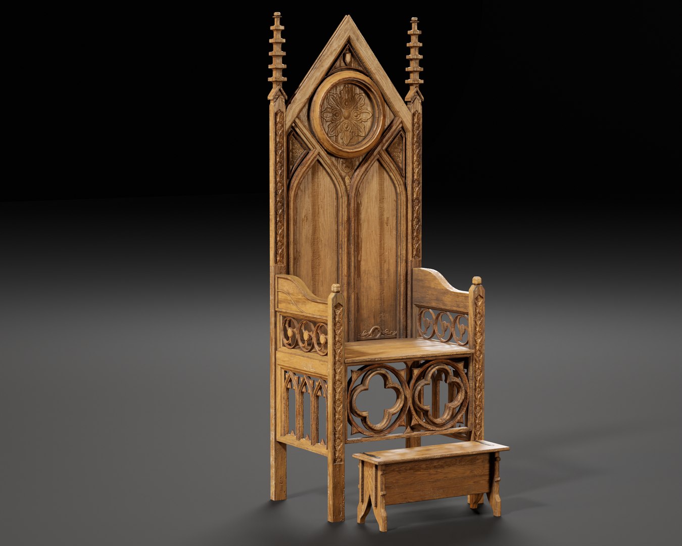3D Model High Wooden Gothic Throne - TurboSquid 2355700