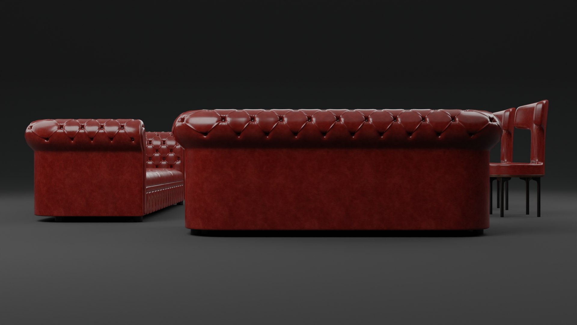 Chesterfield Realistic Leather Sofa Full Set 3ds Max 3D Model ...