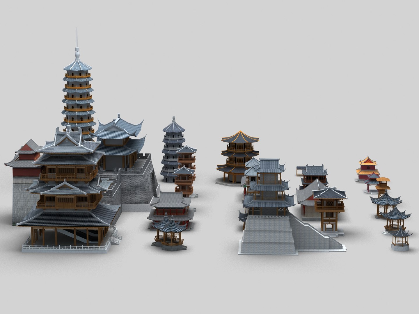3D Collection Of Chinese Ancient Buildings 01 - TurboSquid 2216112