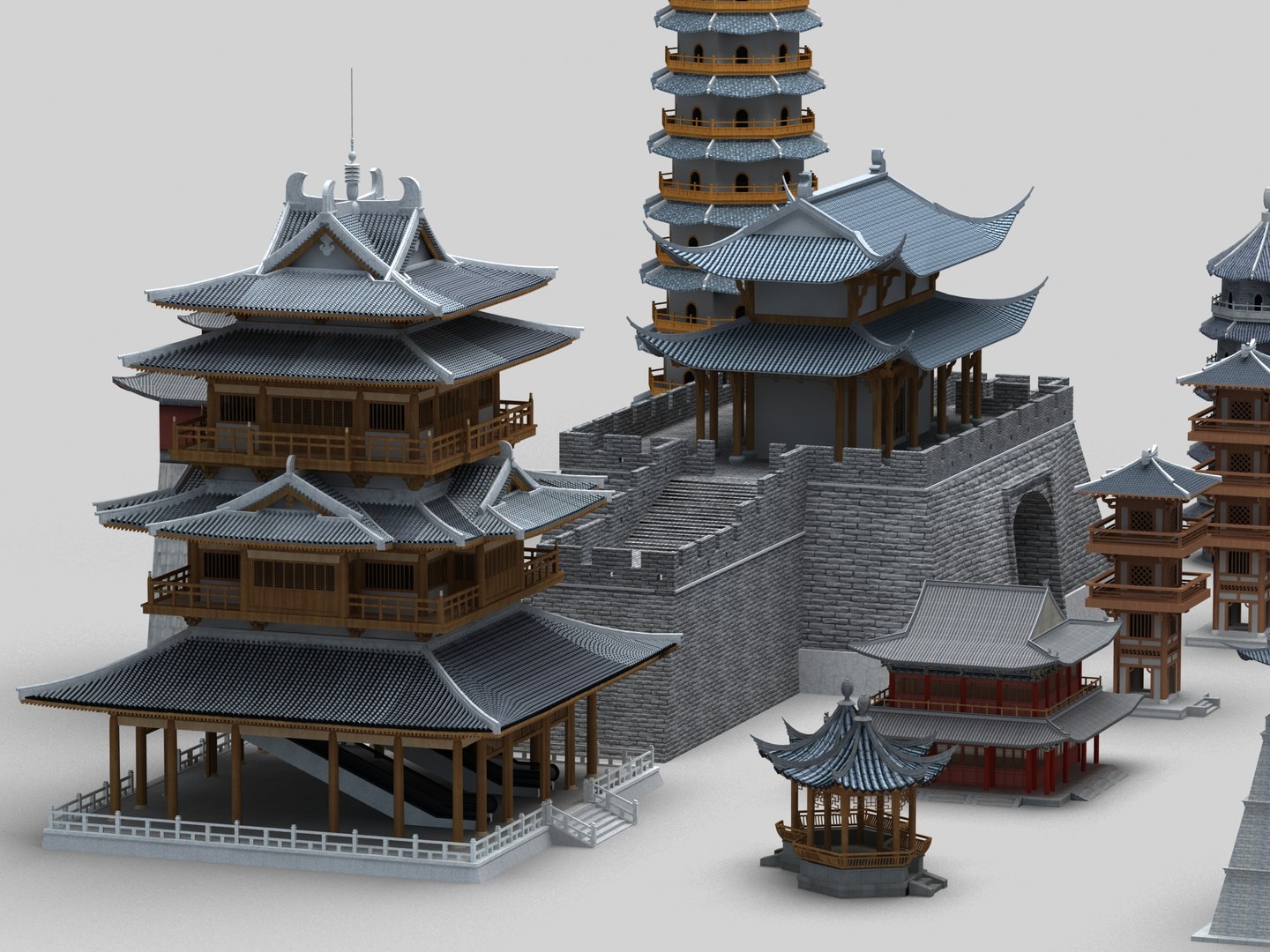 3D Collection Of Chinese Ancient Buildings 01 - TurboSquid 2216112