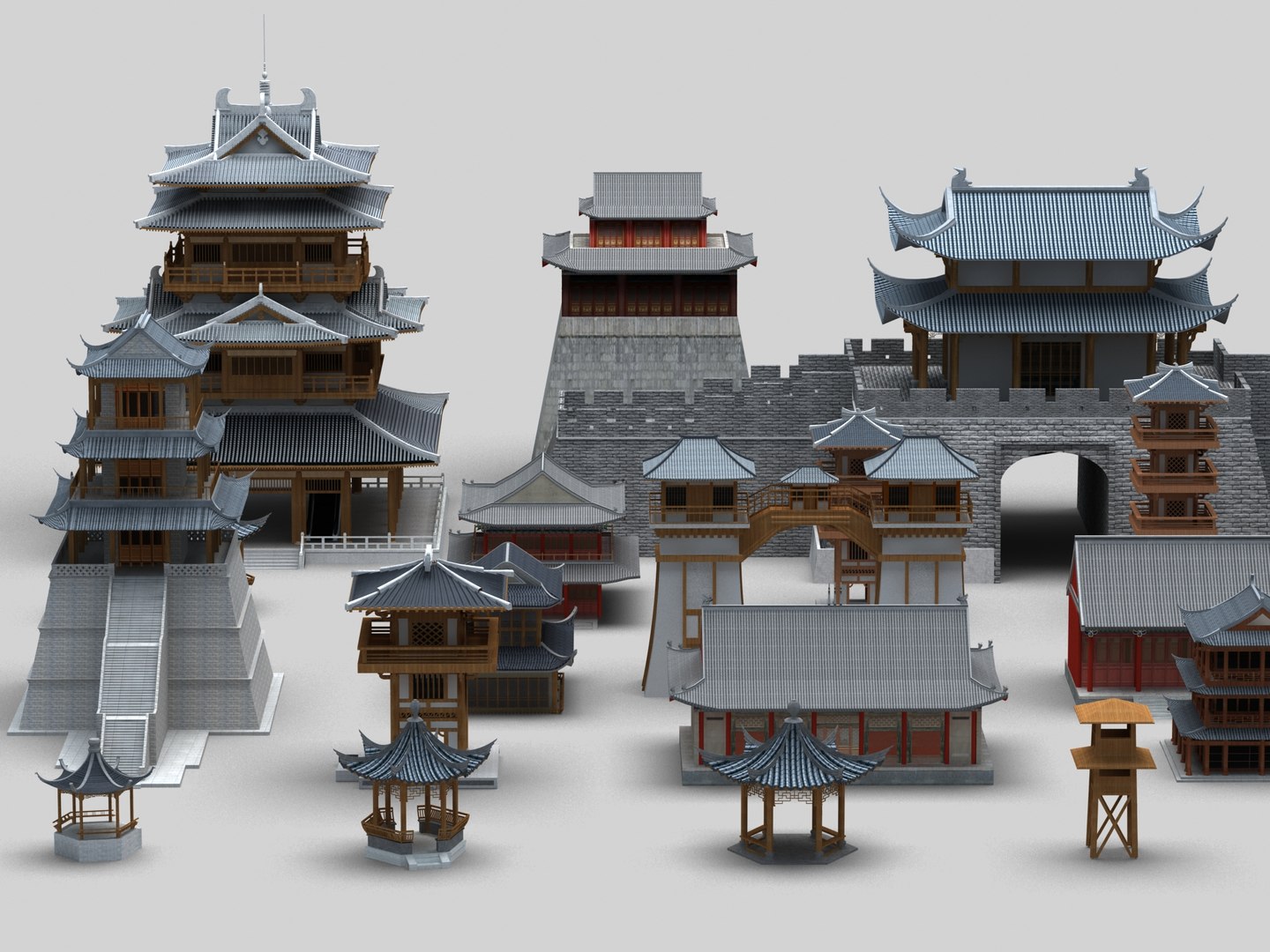 3D Collection Of Chinese Ancient Buildings 01 - TurboSquid 2216112