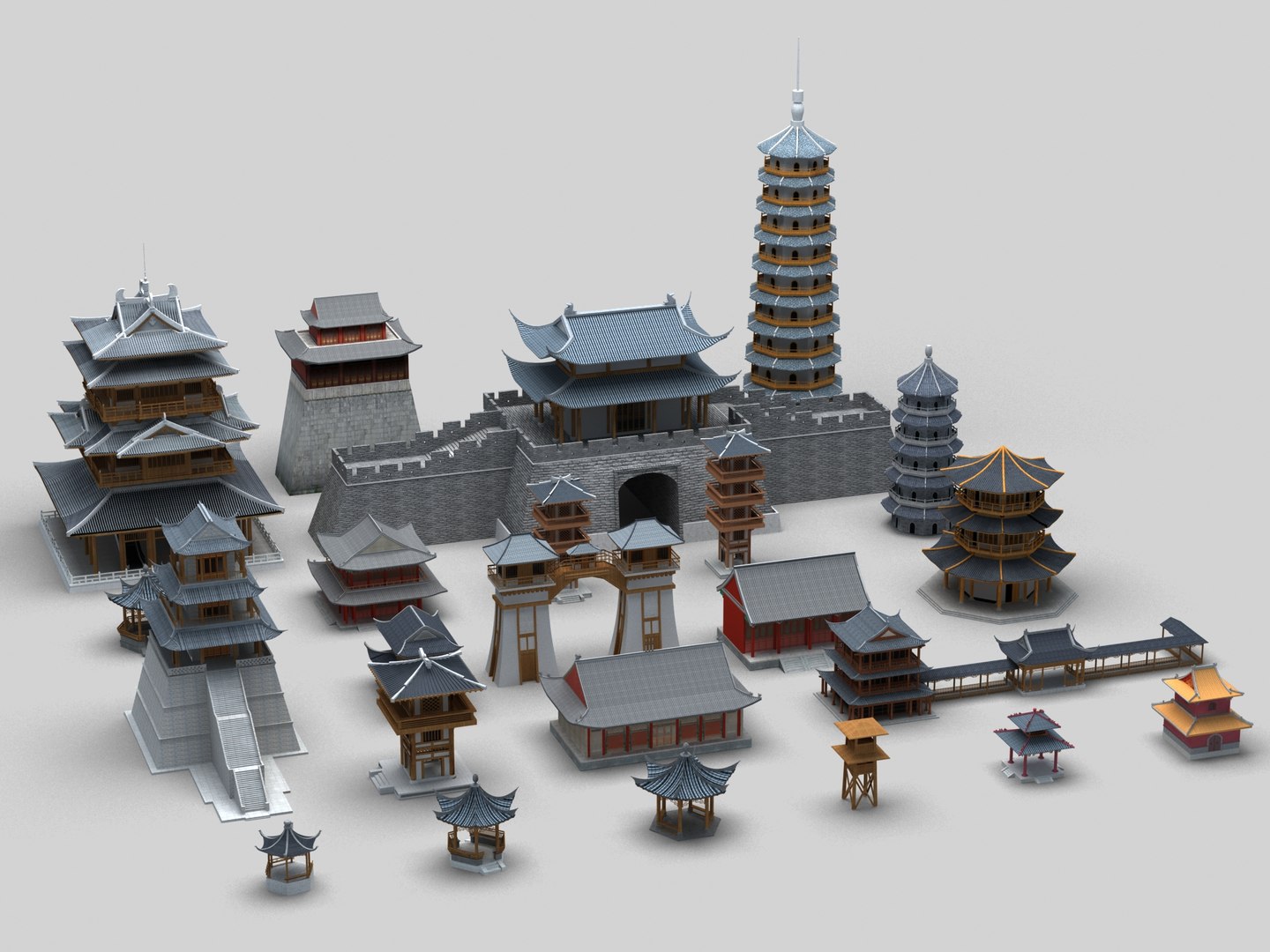 3D Collection Of Chinese Ancient Buildings 01 - TurboSquid 2216112