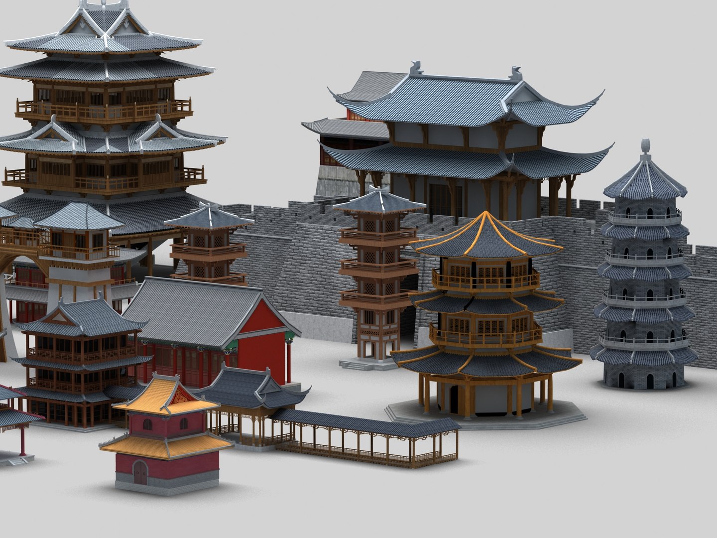 3D Collection Of Chinese Ancient Buildings 01 - TurboSquid 2216112