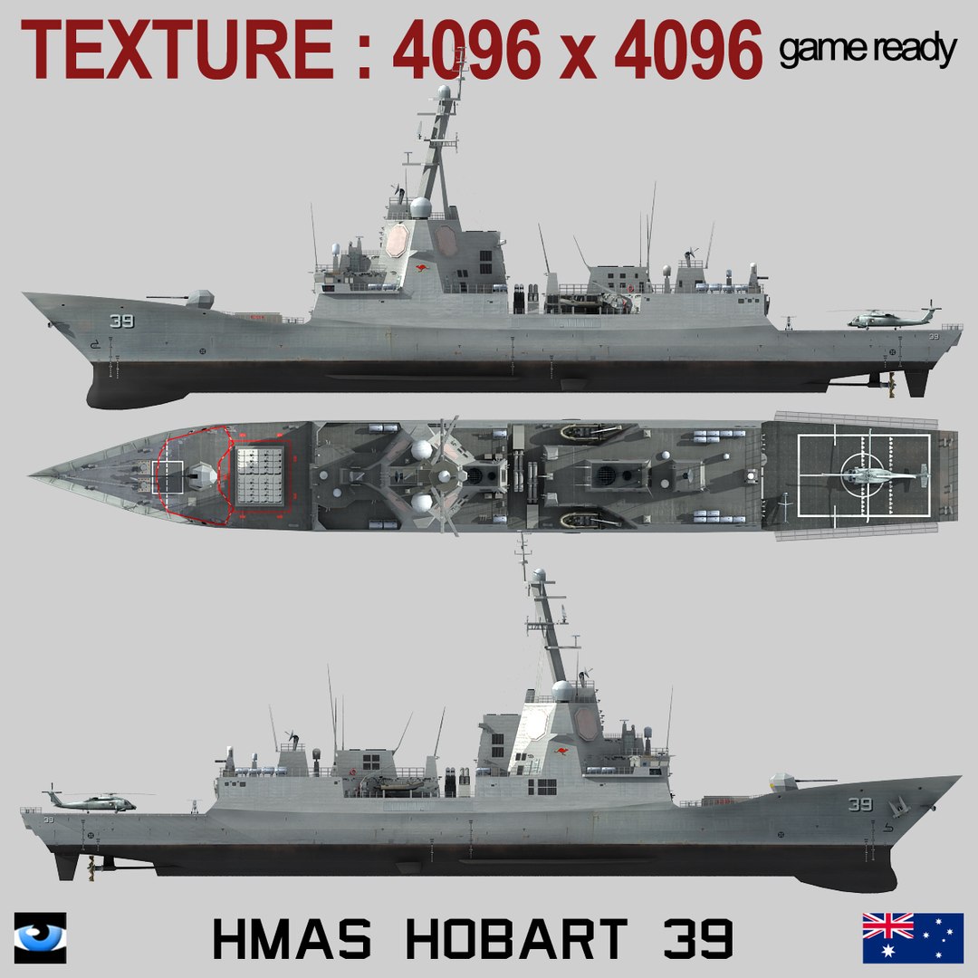 Hmas Hobart Class Destroyer 3D - TurboSquid 1327736