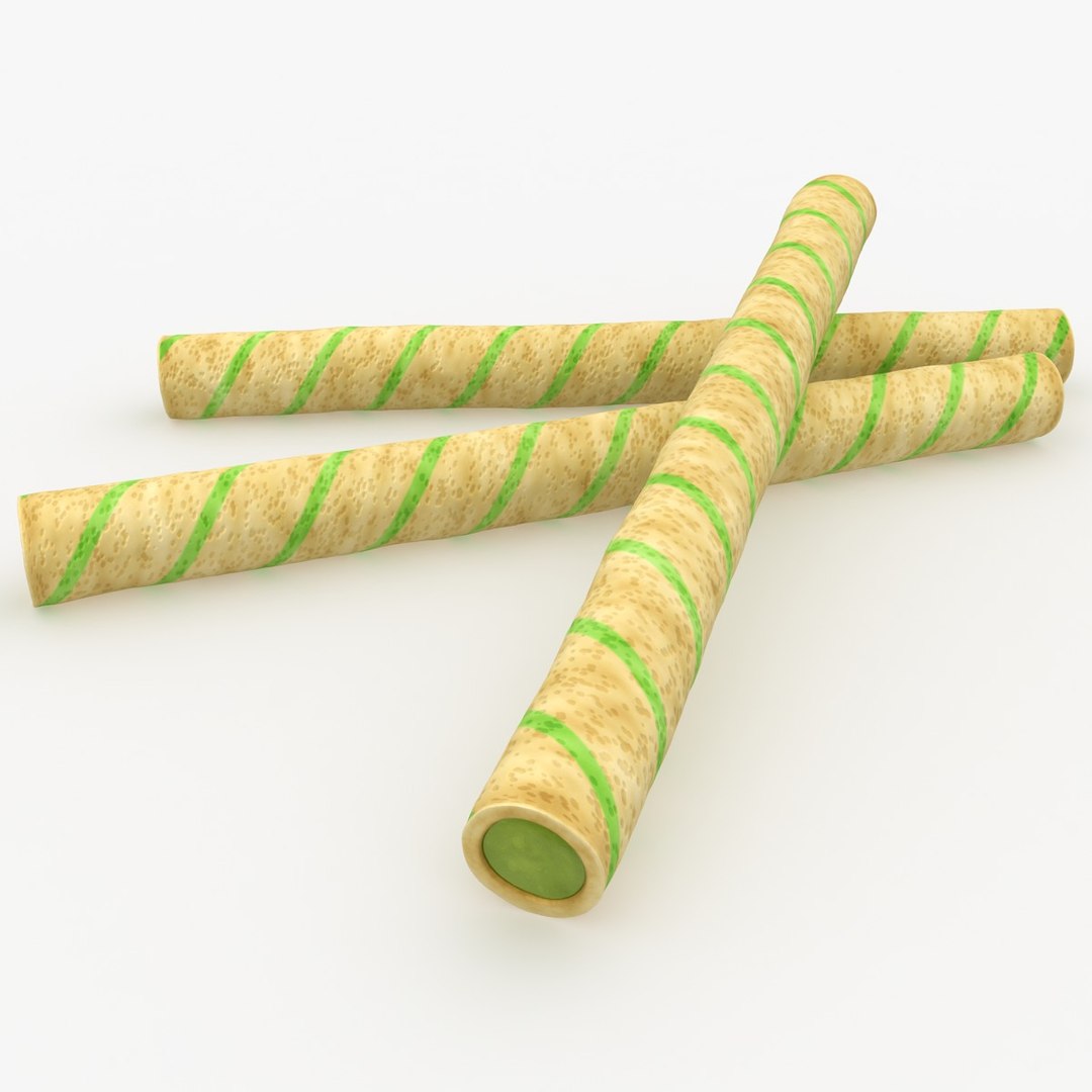 Realistic Wafer Rolls Matcha 3ds