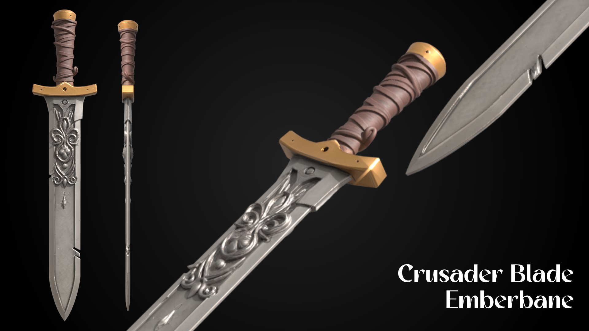 3D Stylized Knight Sword - Crusader Blade - Emberbane - TurboSquid 2426052