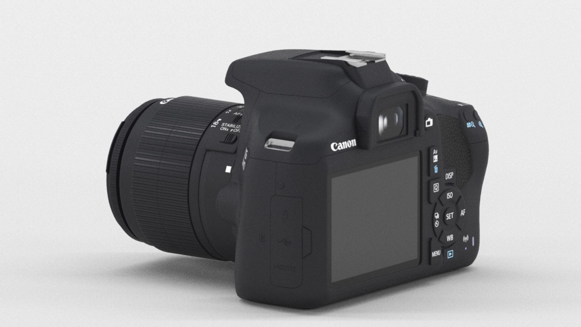 3D Model Canon EOS 2000D DSLR Camera And EF-S 18-55 Mm - TurboSquid 2351431