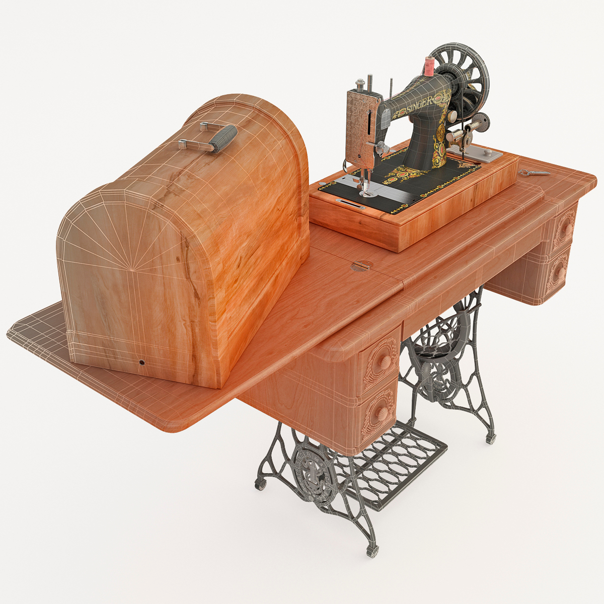 antique singer sewing machine 3d model