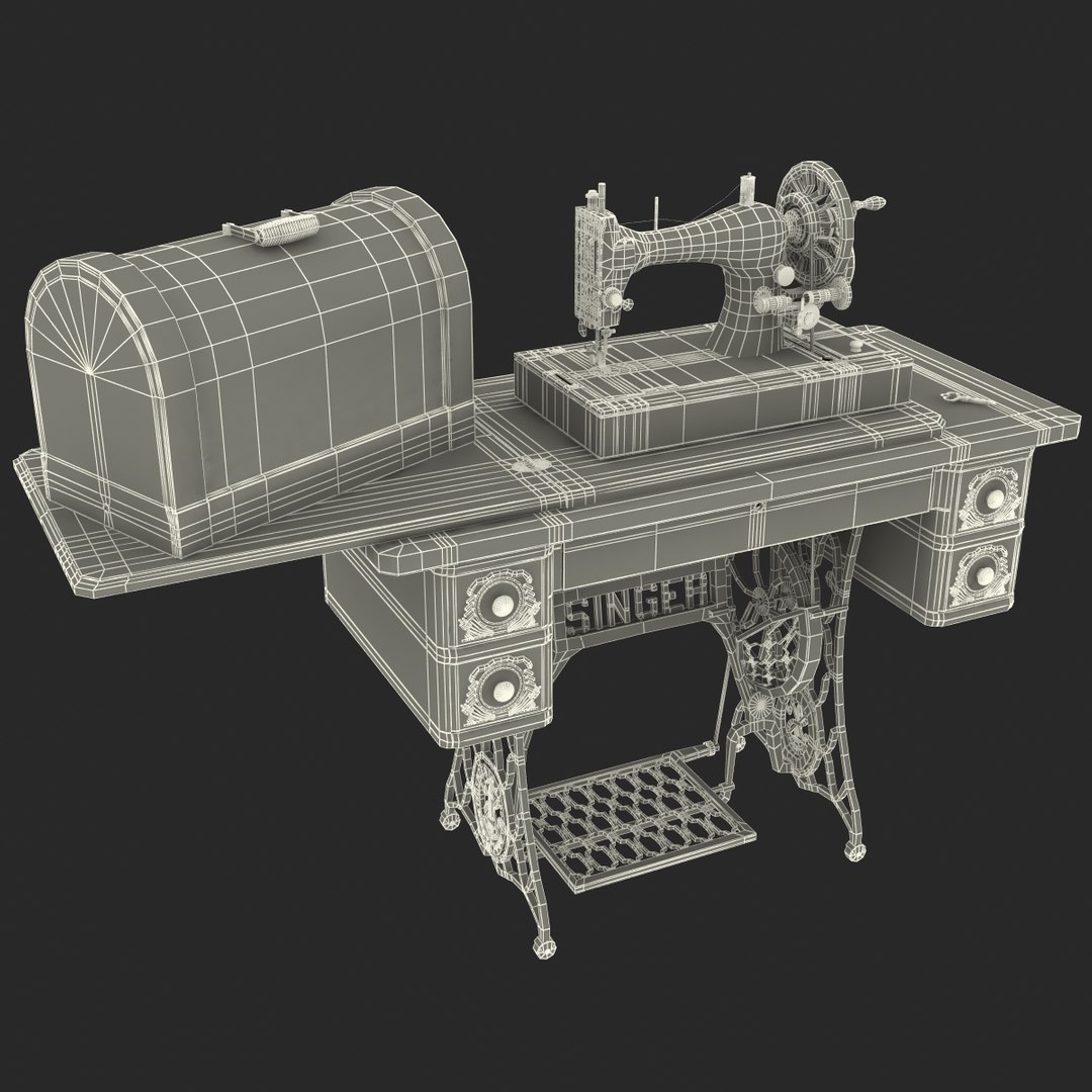 antique singer sewing machine 3d model