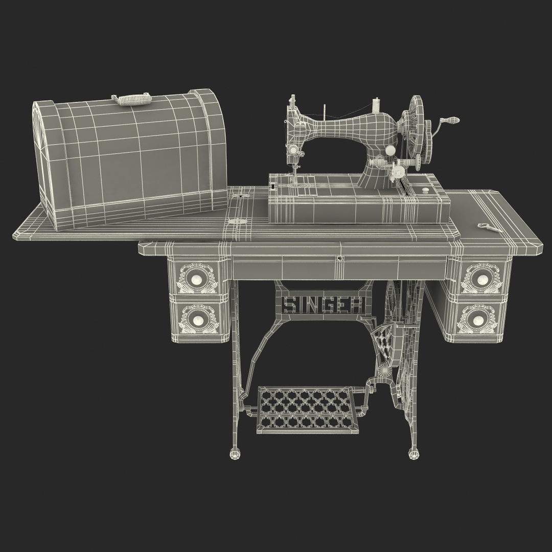 antique singer sewing machine 3d model