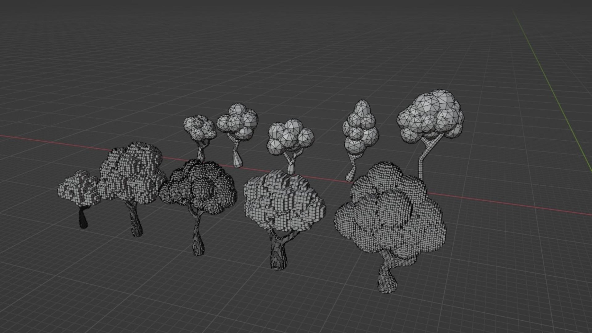 Tree 8 Bit And Low Polygon Assets Pack Low-poly 3D Model 3D ...