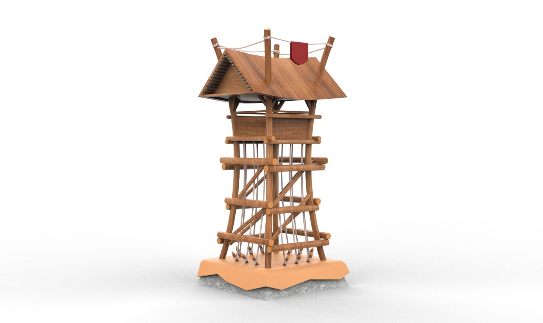 Watch Tower Low-poly 3D Model Model - TurboSquid 2363000
