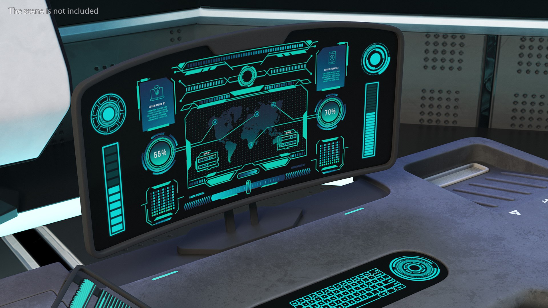 Futuristic Display Blue 3D model - TurboSquid 2146907