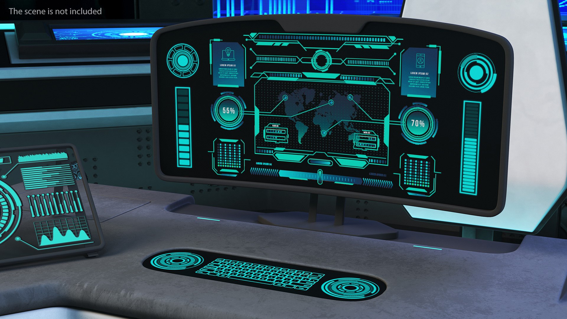 Futuristic Display Blue 3D model - TurboSquid 2146907