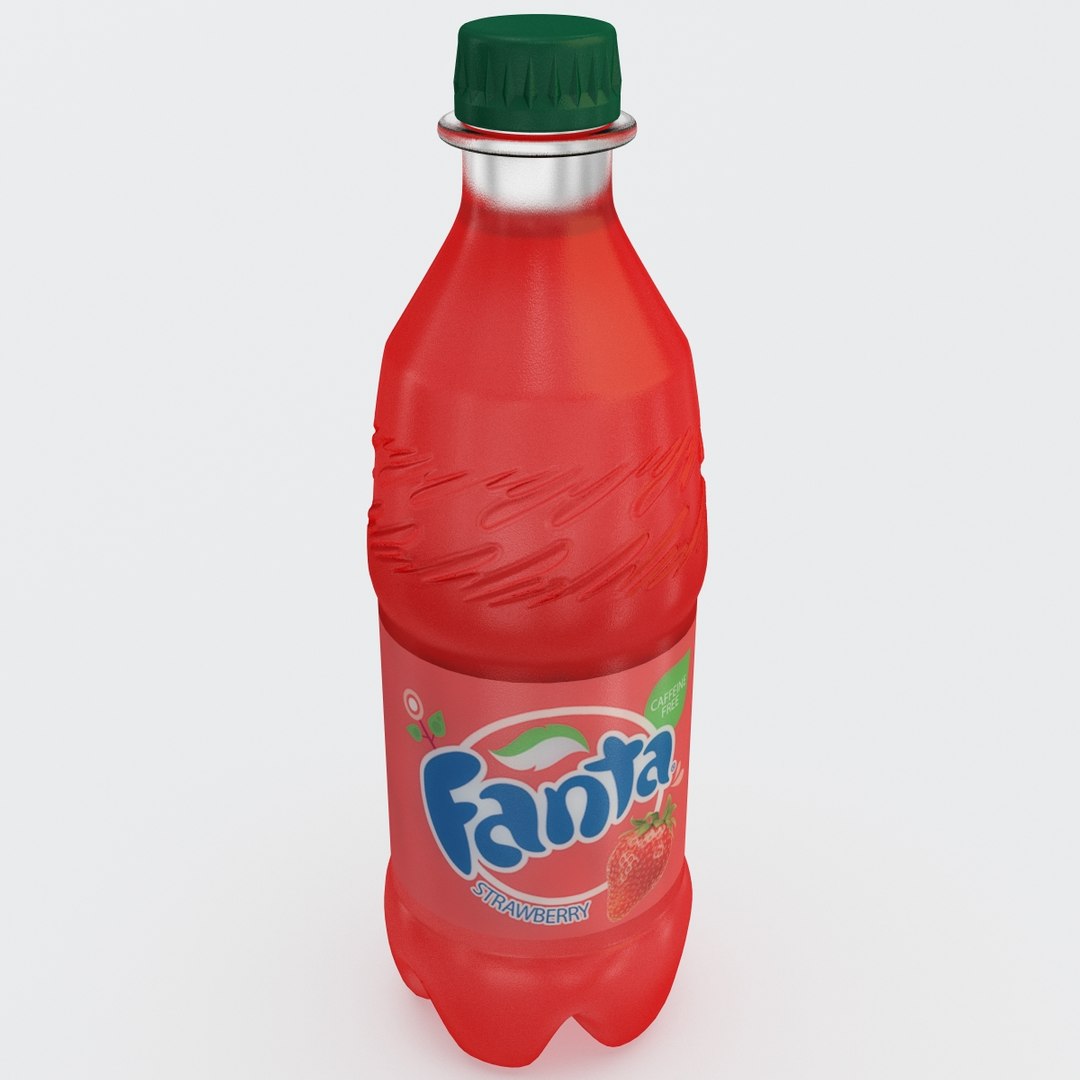 fanta strawberry bottle 3d obj