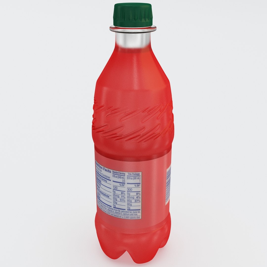 fanta strawberry bottle 3d obj