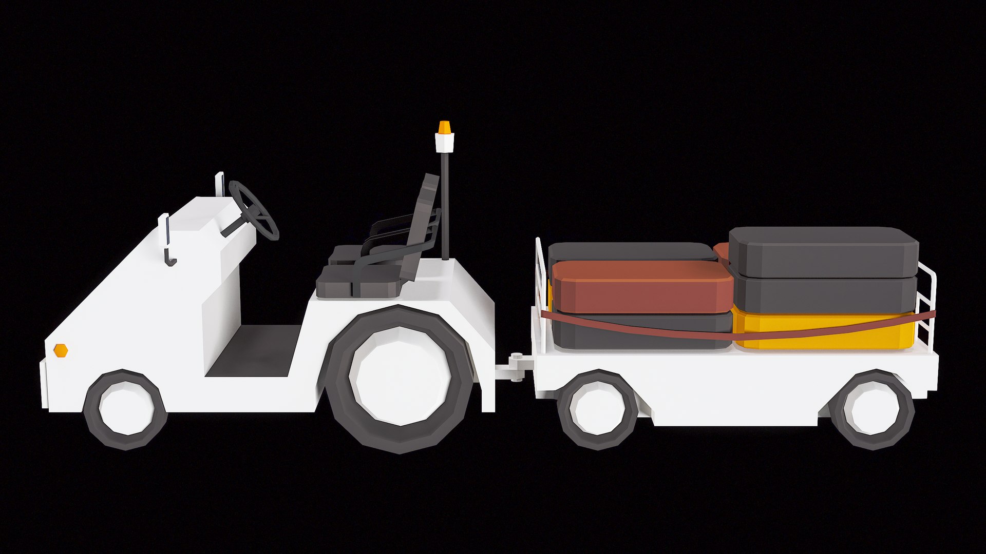 Cartoon Baggage Tractor 05 Lowpoly Airport Vehicle PBR 3D Model ...