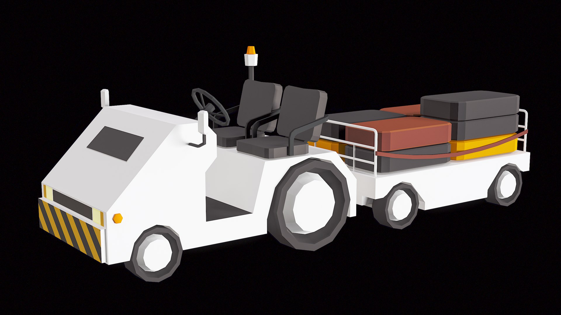 Cartoon Baggage Tractor 05 Lowpoly Airport Vehicle PBR 3D Model ...